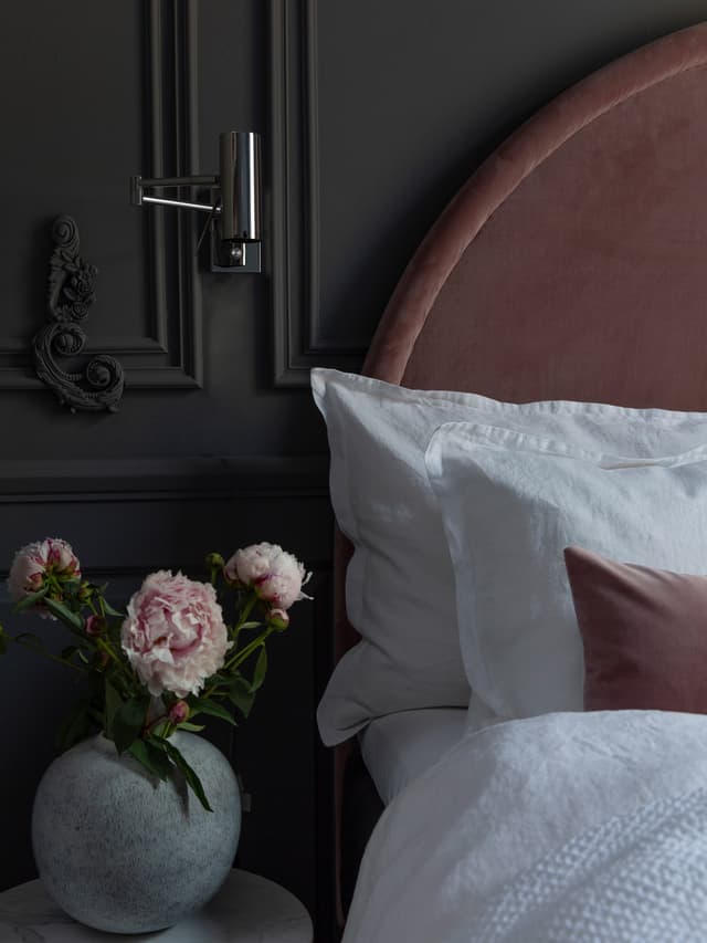 Sänggavel | Luna - Sammetstyg - Rosa | Mille Notti