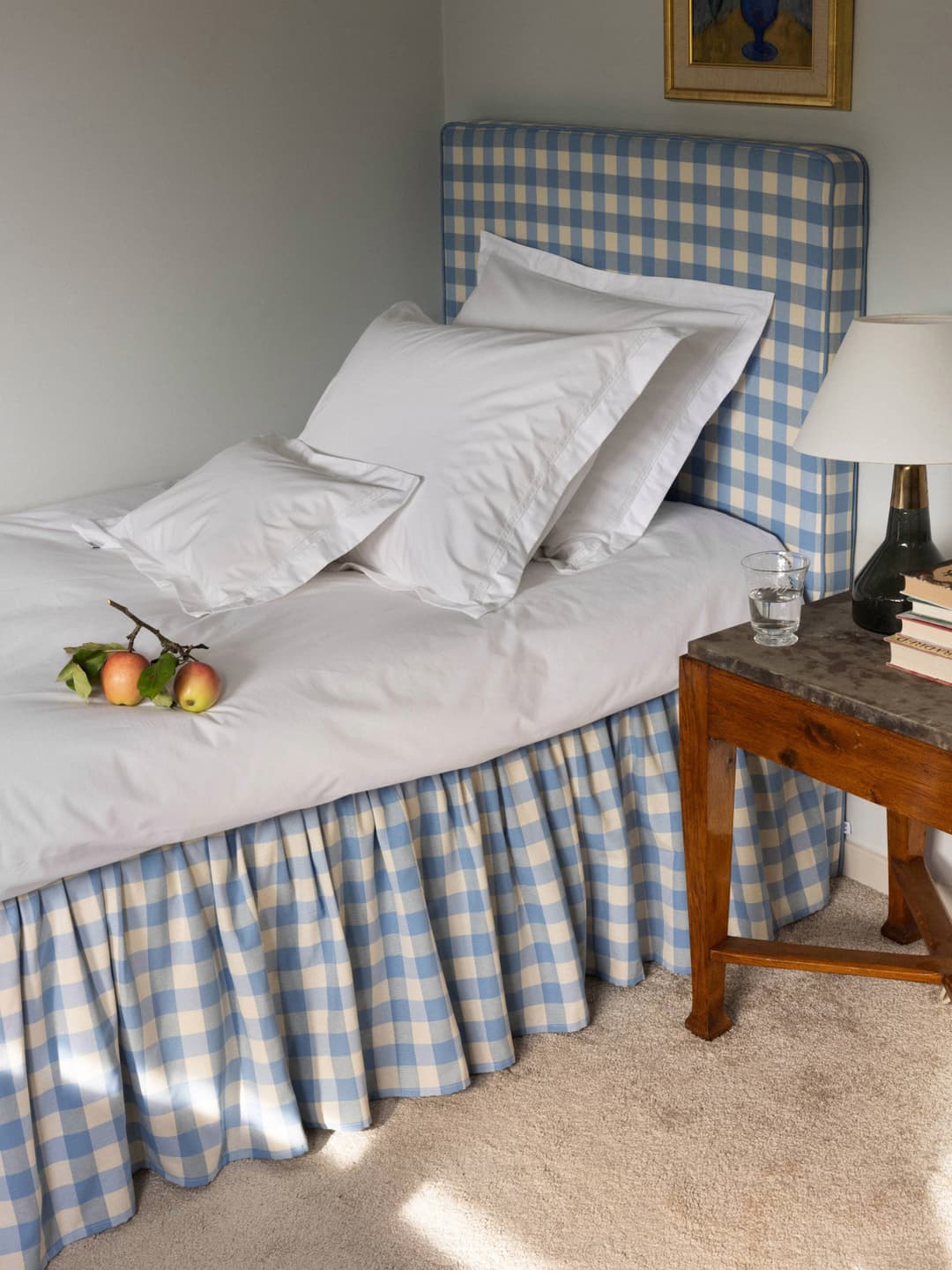 Headboard Cover | Alexandra - Laura Checked Light Blue | Mille Notti