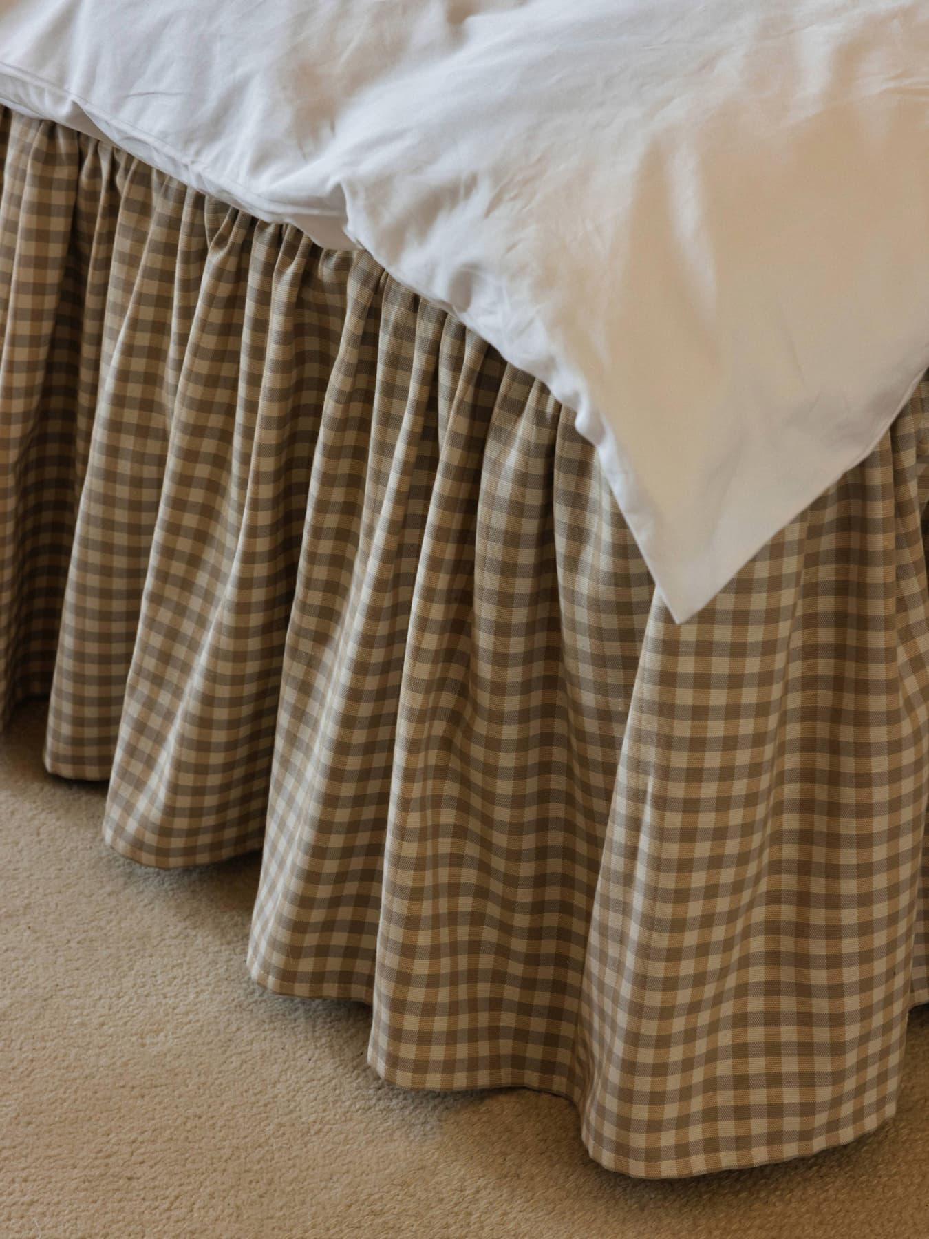 Bed Skirt | Laura - Check Piccolo Beige | Mille Notti